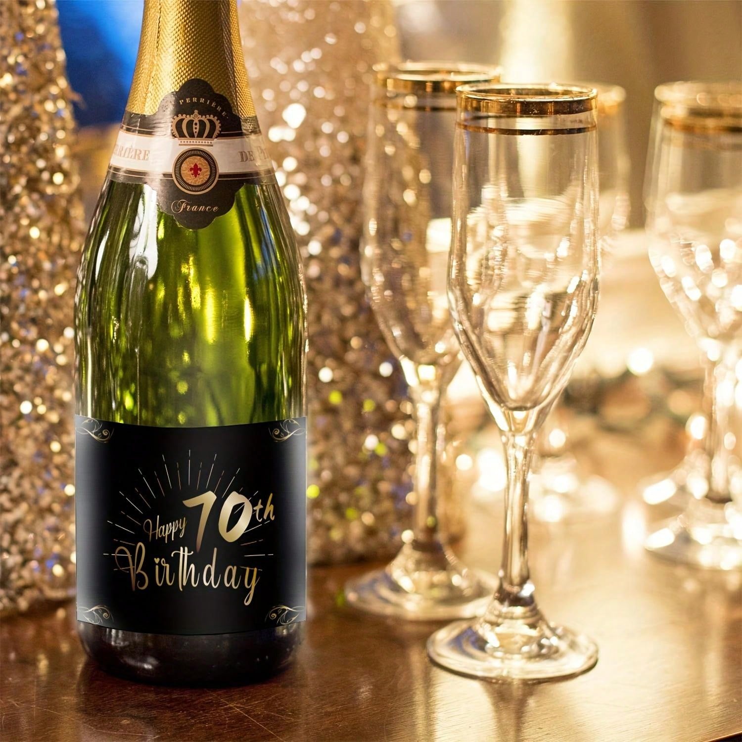 70th Birthday Bottle Sticker, Self-adhesive Wine Bottle Decal ...