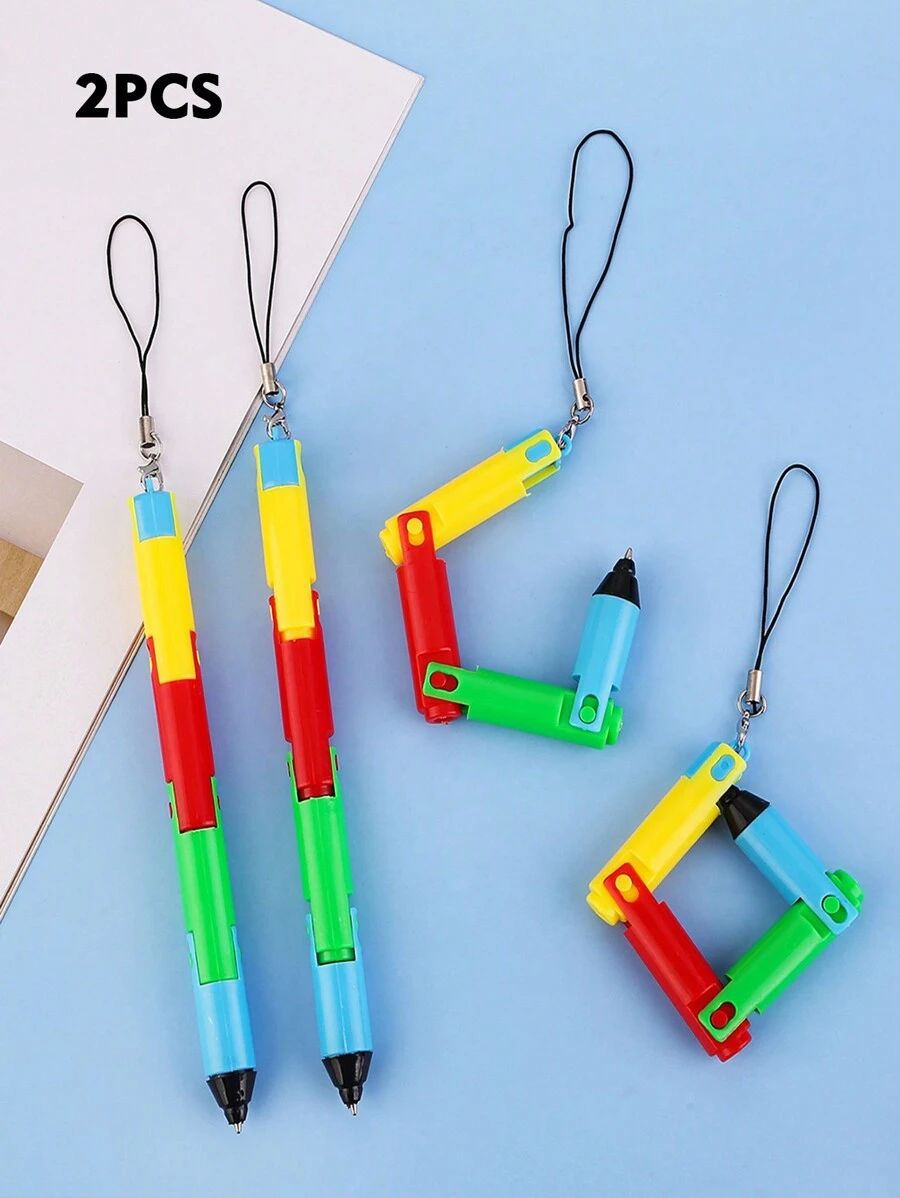 2pcs Creative Foldable Pen With Flexible Spiral Cord, Suitable For ...
