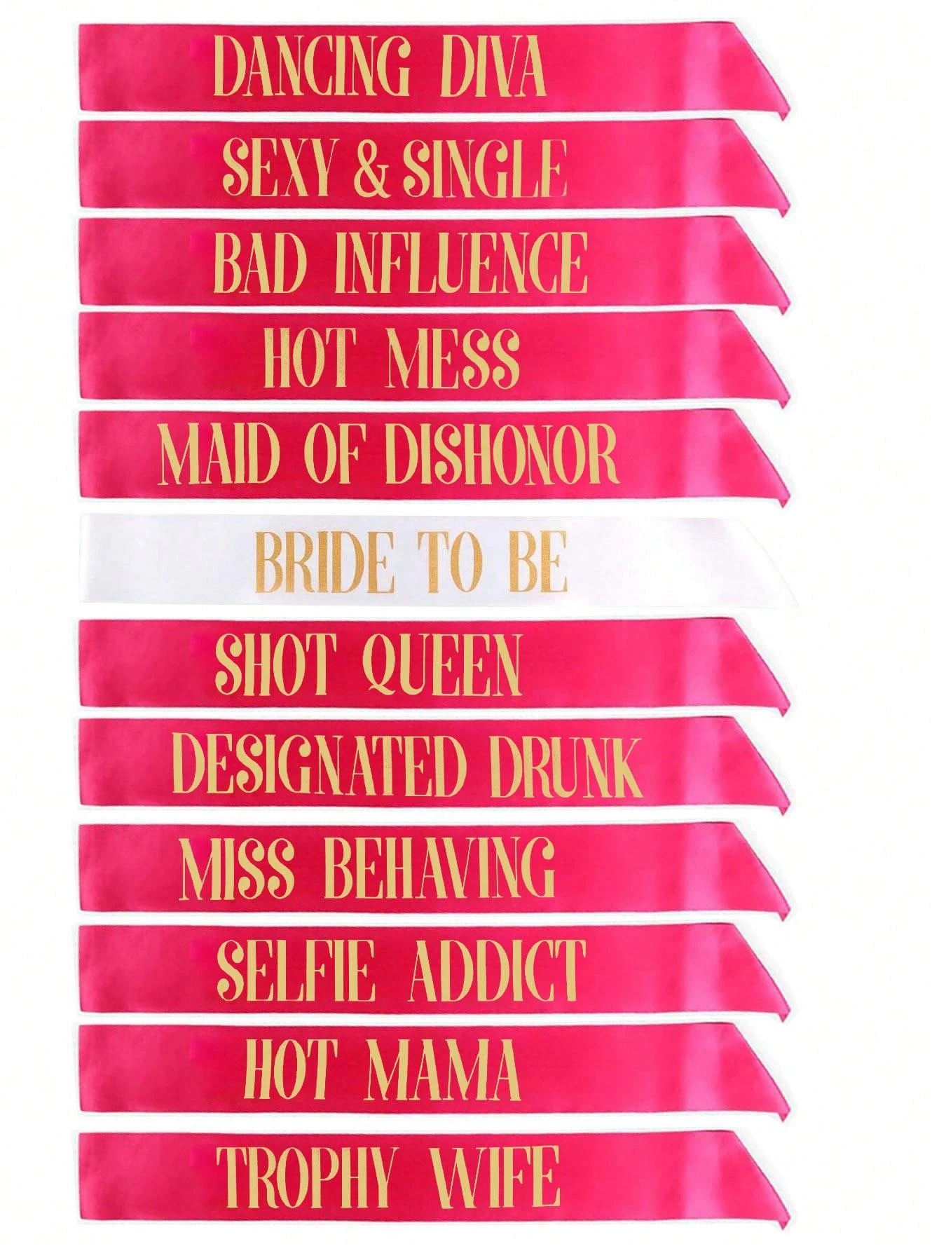 Hen Party Bachelore Sash Set (12 Pcs) 1 White Bride To Be Sash ...