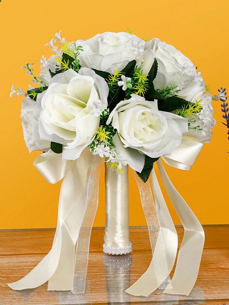 1pc Bridal Bridesmaid Wedding Bouquet Handmade Artificial Flower Rose ...