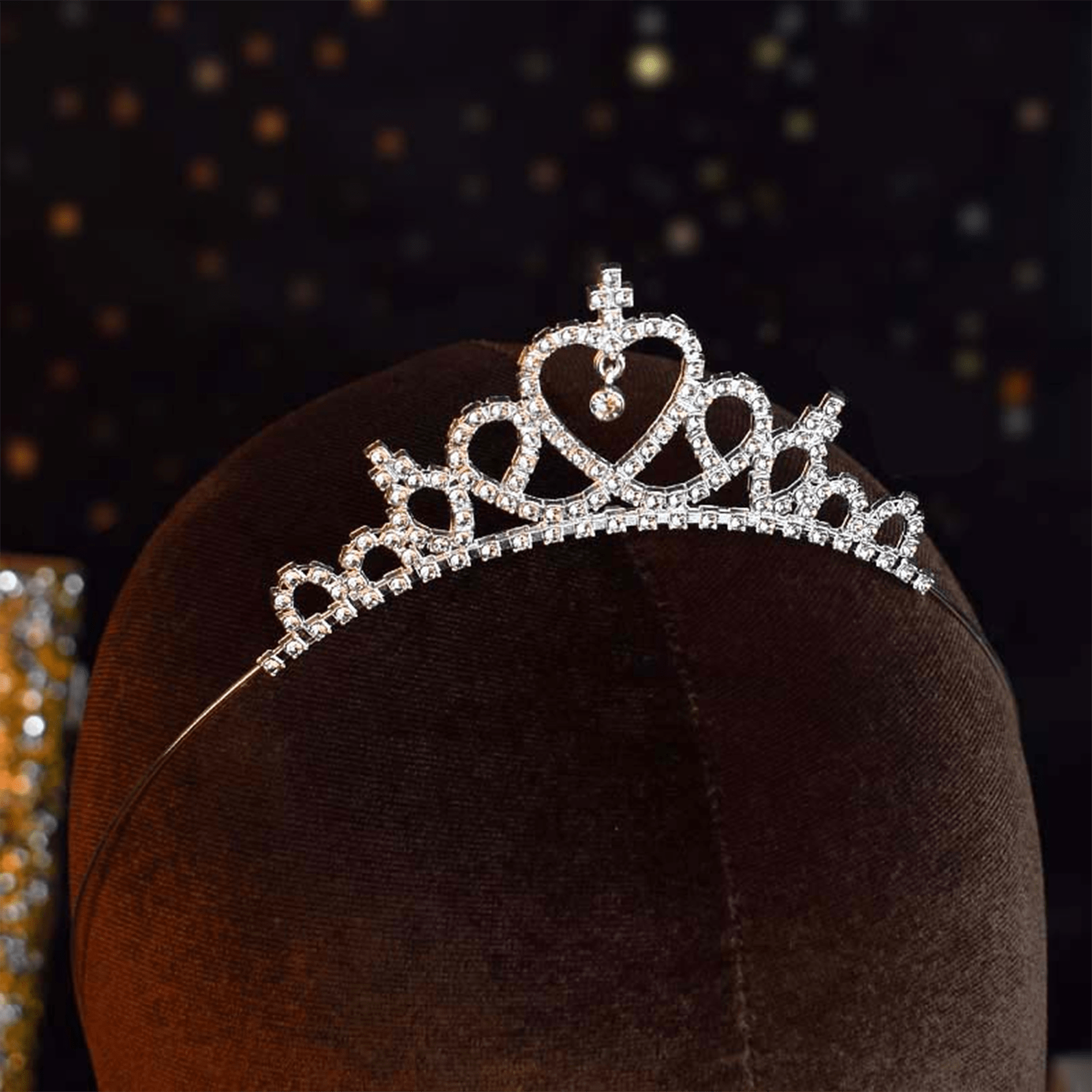 Formal Dress Accessory Tiara, Silver Rhinestone Heart Shaped Tiara ...