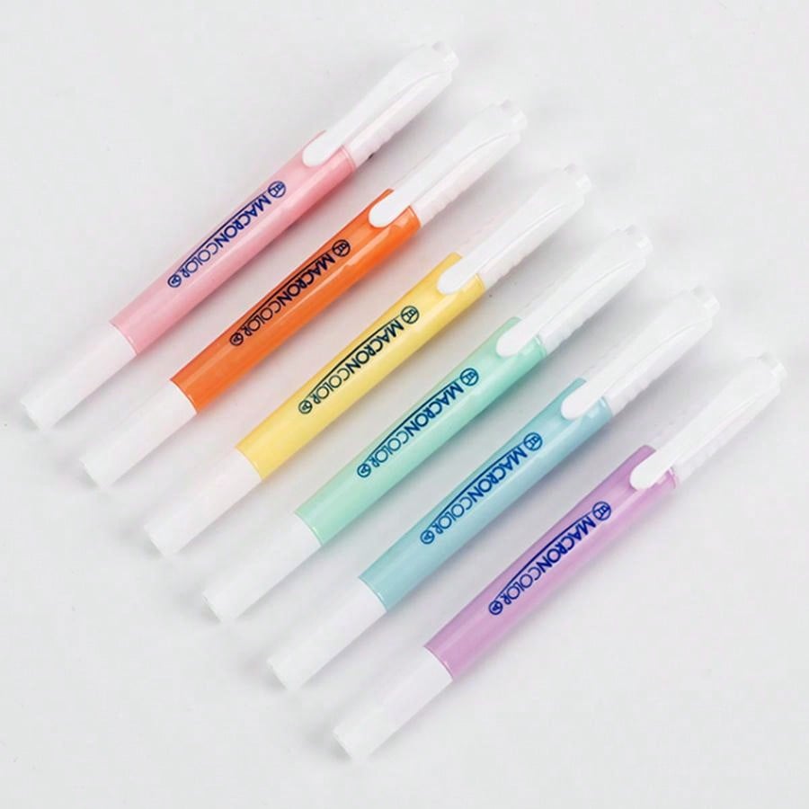 6pcs 6-color Dual Tip Highlighter Pen Set Marker Pens For Highlighting ...