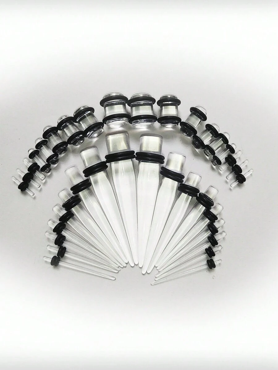 36pcs/set Transparent Acrylic Taper Ear Stretching Kit, Includes Sizes ...