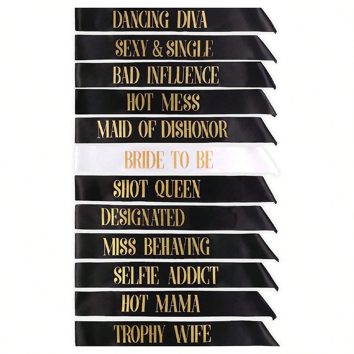 Bachelorette Sash Set (12 pcs) 1 White Bride to Be Sash Bachelorette ...