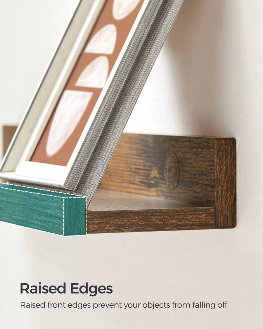 SONGMICS Floating Shelves, Set Of 3 Wall Shelves, For Photo Frames And ...