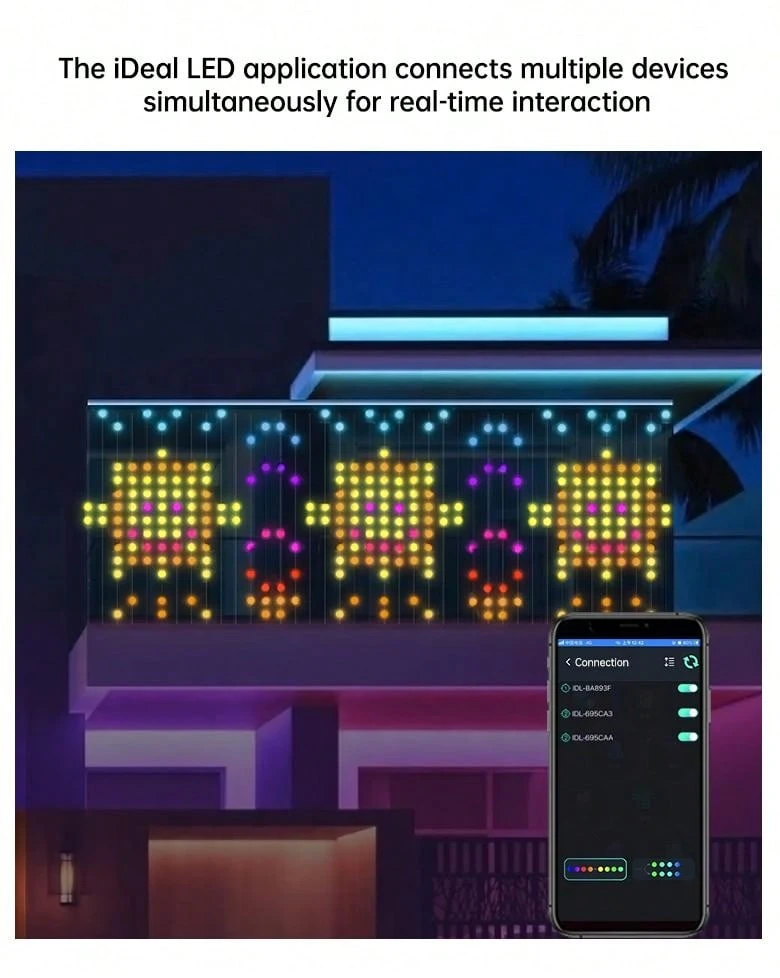 Luz De Cortina Led Rgb Controlada Por Aplicación Con Decoración