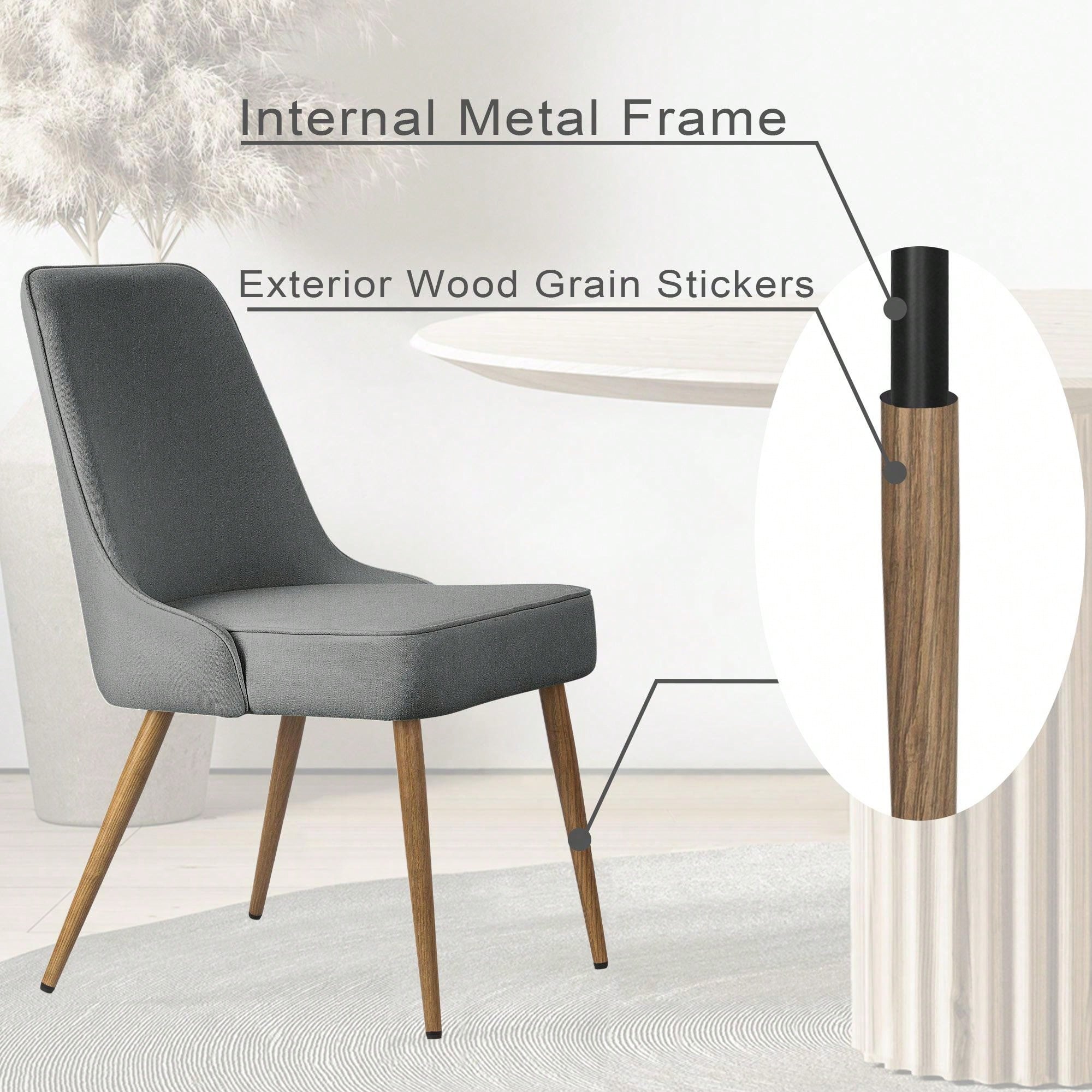 Kithkasa Dining Room Chairs Set of 2, Kitchen Chairs with Metal Legs ...