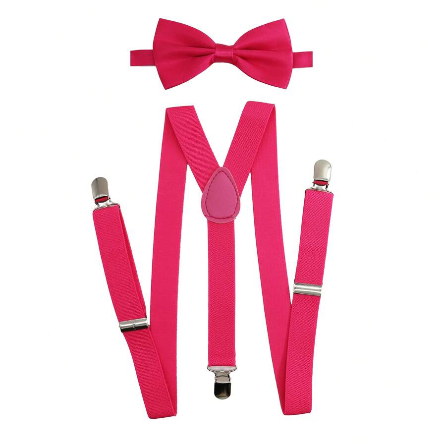 1set Men's Adjustable Elastic Y-Back Braces And Bow Tie Set ...