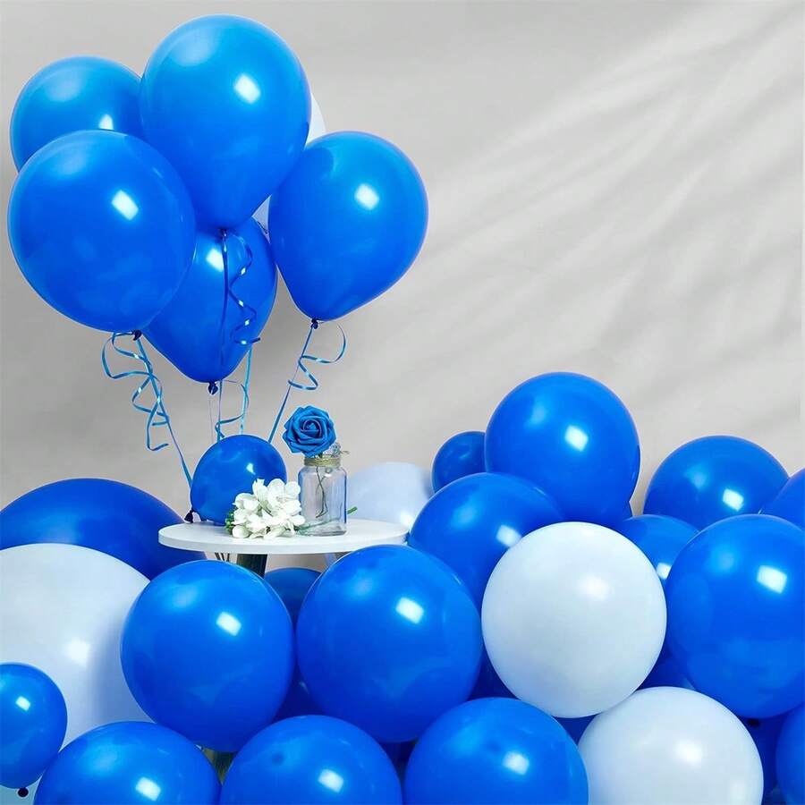 Azure Blue Balloons, 50 pcs 12/10/5 Inch Pearl Azure Blue Balloons ...