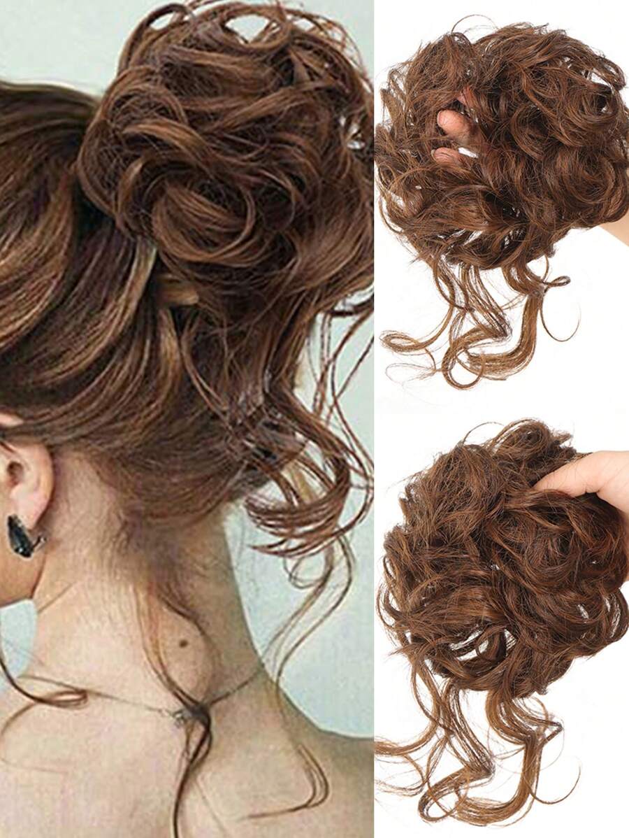 Synthetic Messy Bun Hair Piece Tousled Updo Hair Buns Extension Elastic ...