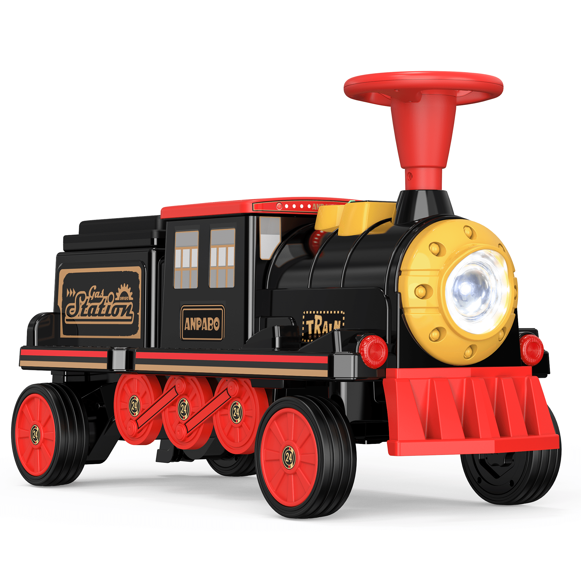 12V Battery Powered Ride on Train W/ Rubber Wheels, LED Headlight ...