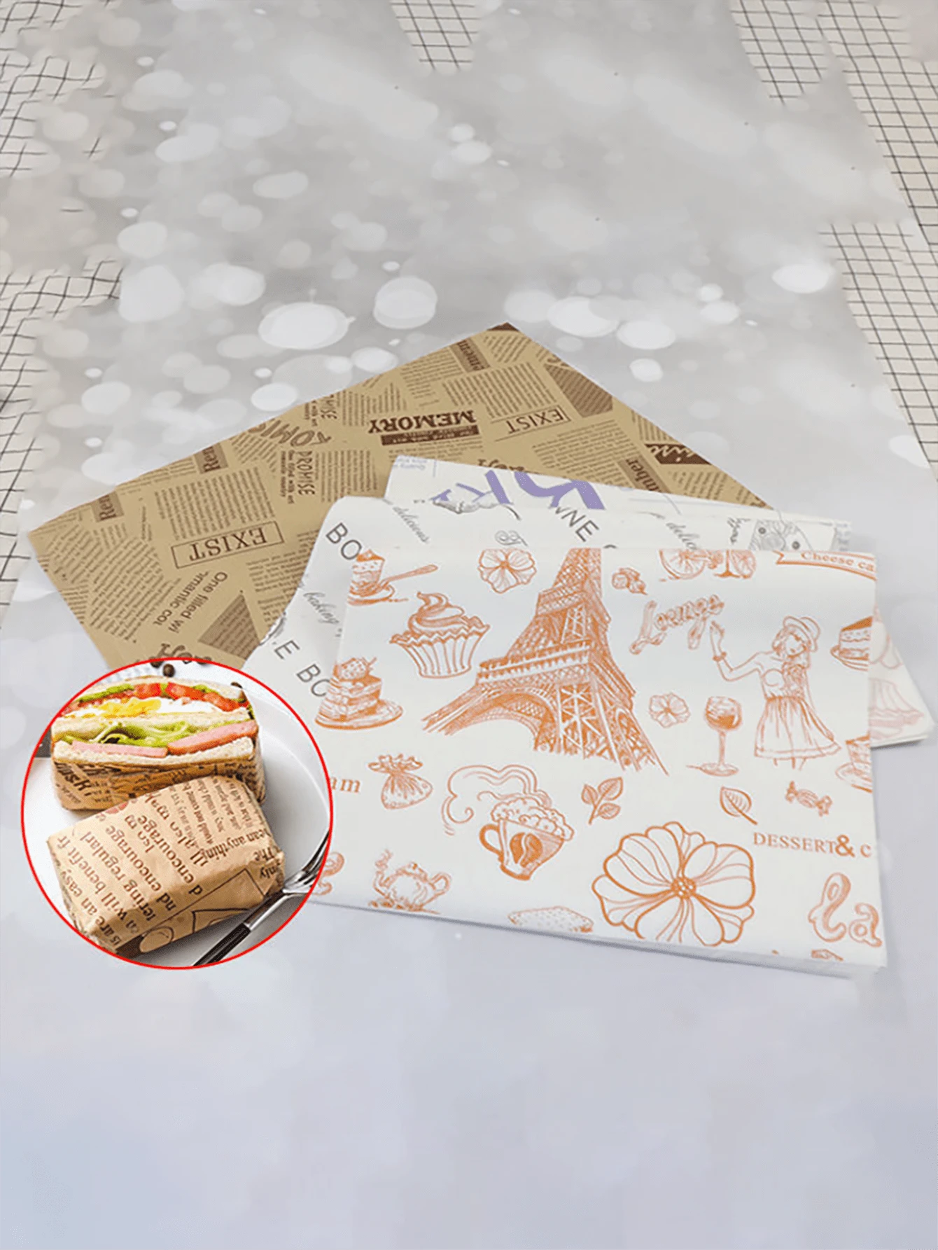 10pcs Newspaper Patterned Food Wrapping Paper, Sandwich Greaseproof ...