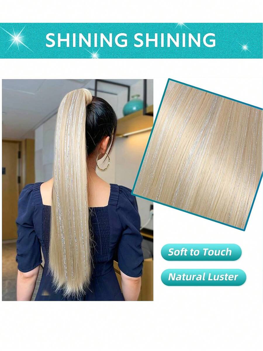 26-Inch Colorful Laser Ponytail Extensions Wrap Around Hair Extensions ...