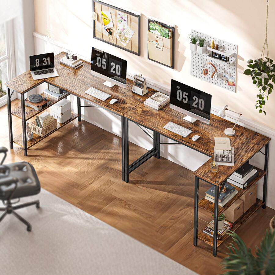 Huuger L Shaped Desk, 47 Inches Computer Desk with Reversible Storage ...