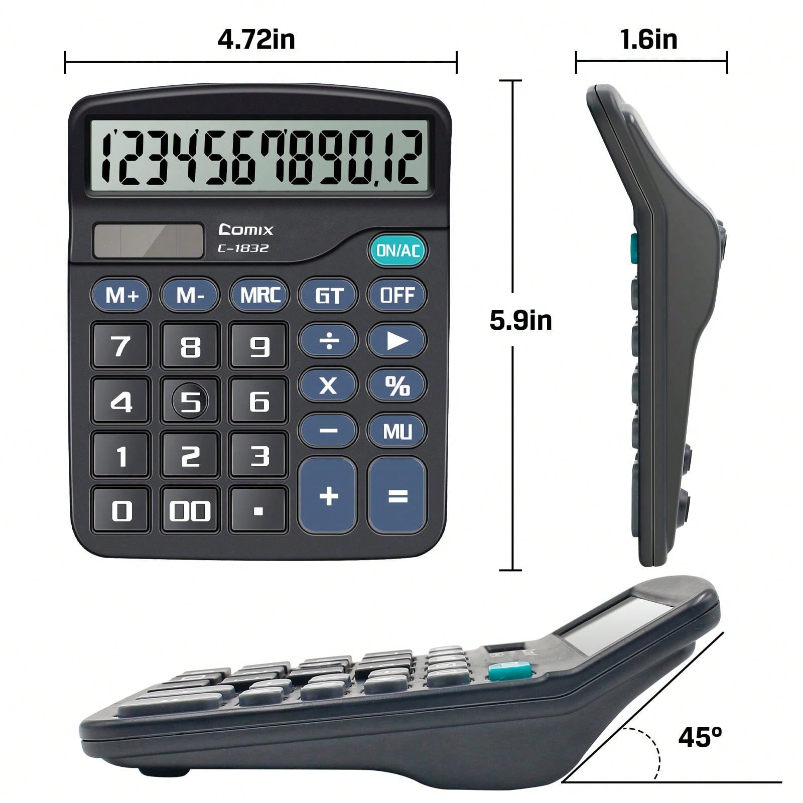 Comix Desktop Calculator 2-Pack, 12 Digit With Large LCD Display And ...