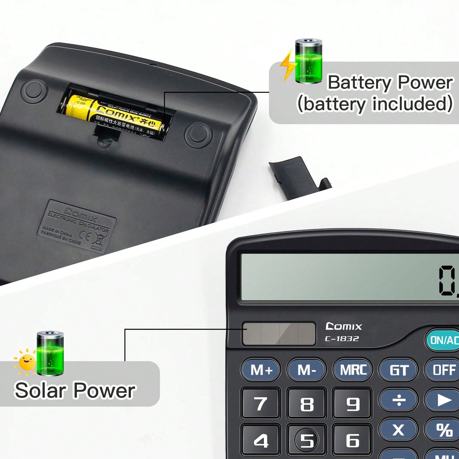 Comix Desktop Calculator 2-Pack, 12 Digit With Large LCD Display And Big Button, Baisc ...