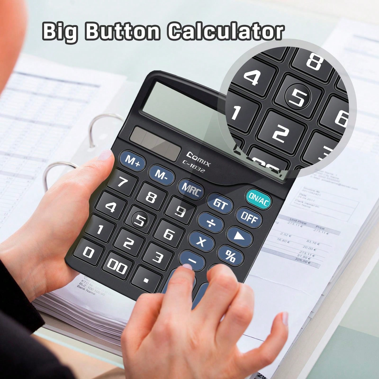 Comix Desktop Calculator 2-Pack, 12 Digit With Large LCD Display And Big Button, Baisc ...