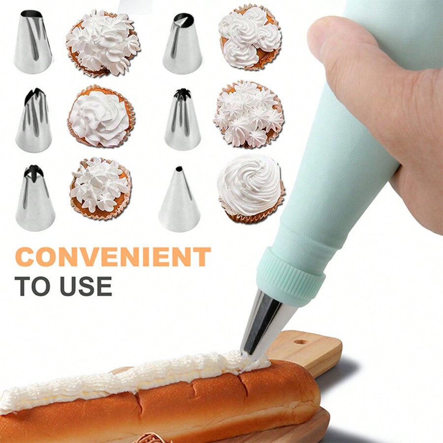 34pcs Stainless Steel Icing Piping Tips & 1 Set Of Nordic Tpu Pastry ...