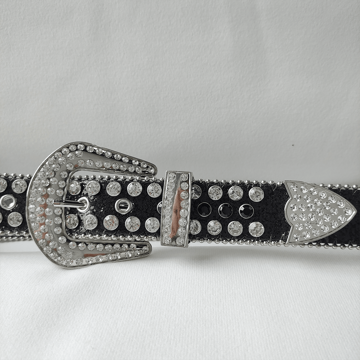 Rhinestone Belt, Black & White Gems On Black Background, Luxurious ...