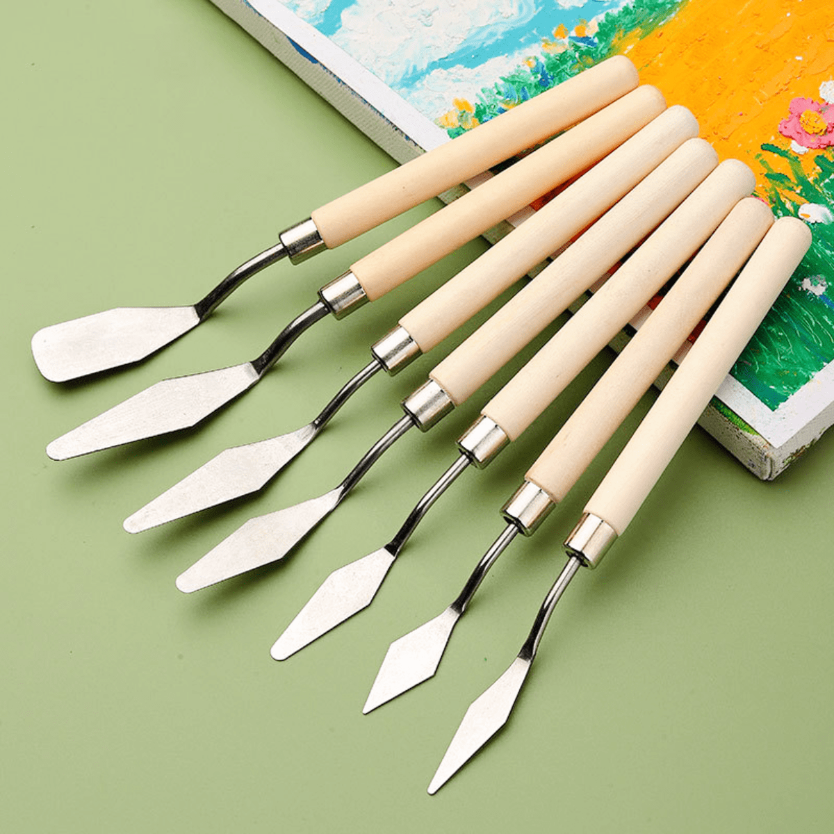 7pcs Palette Knife Set, Selection Of Different Sizes And Styles Of ...