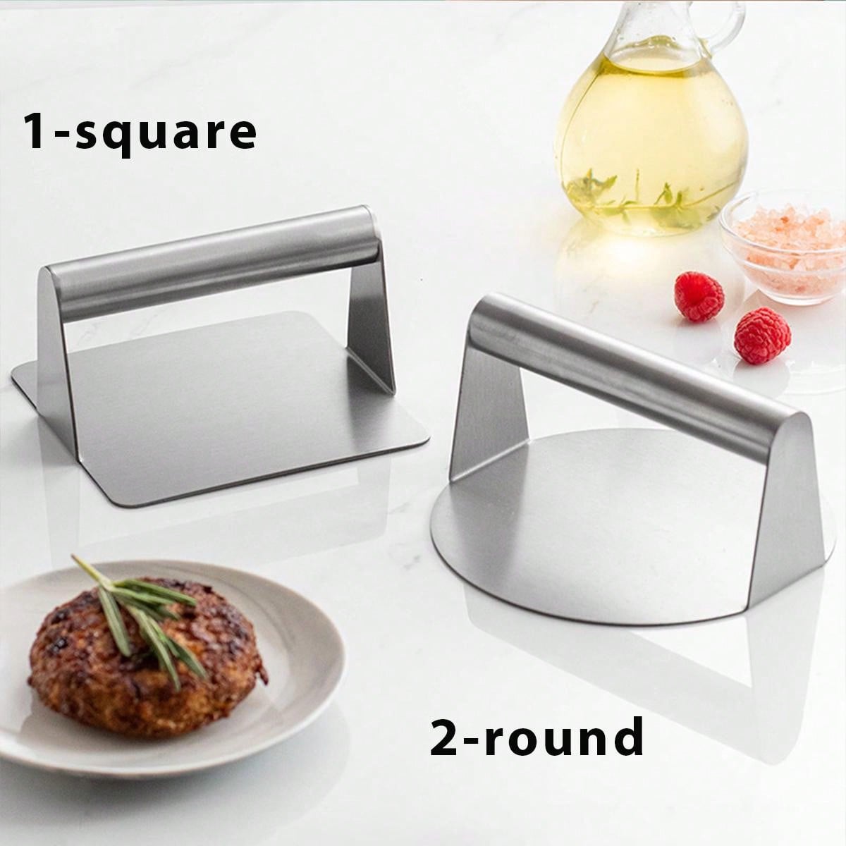 Stainless Steel Round Burger Press Maker, Hamburger Patty Maker, Meat ...
