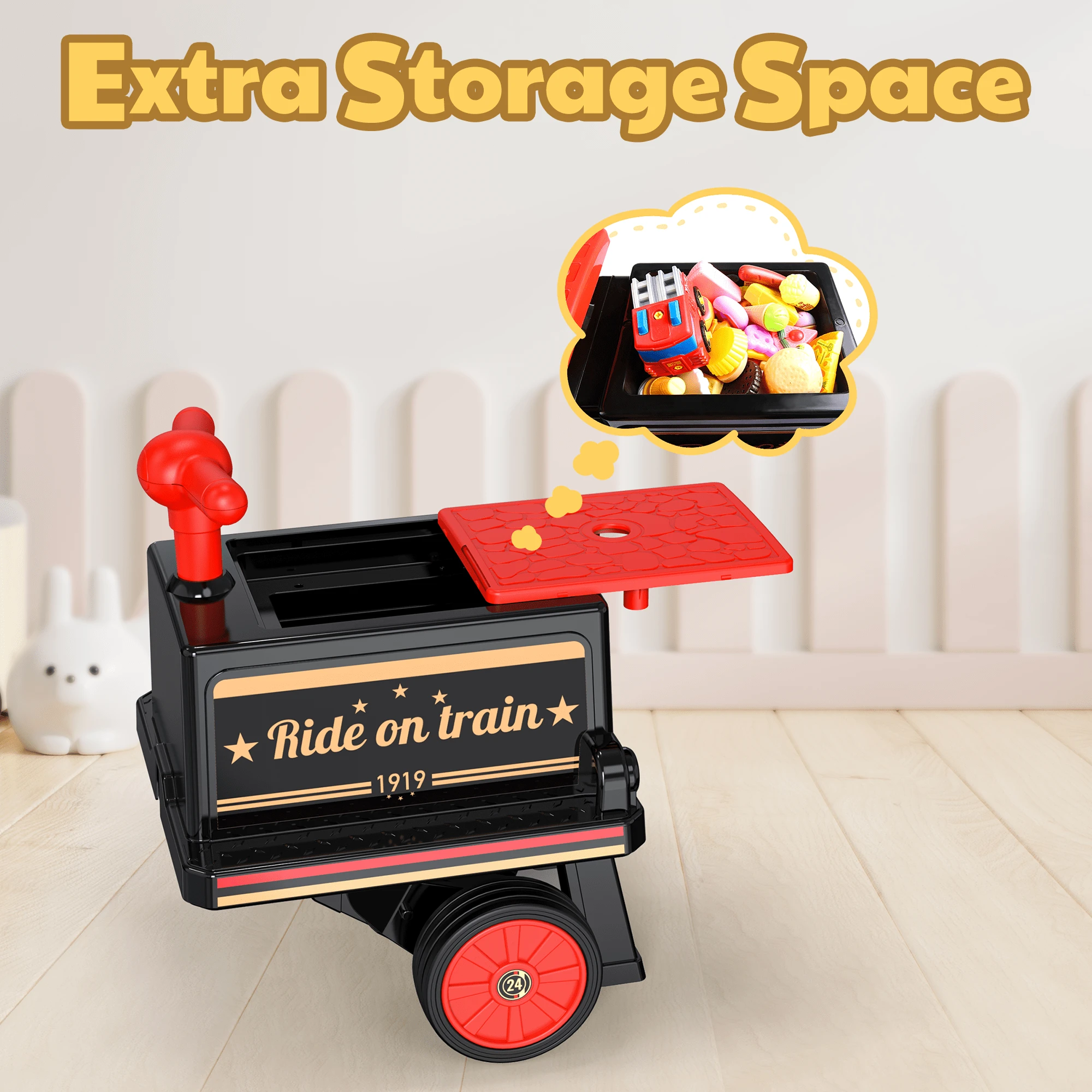 12V Battery Powered Ride on Train W/ Rubber Wheels, LED Headlight ...