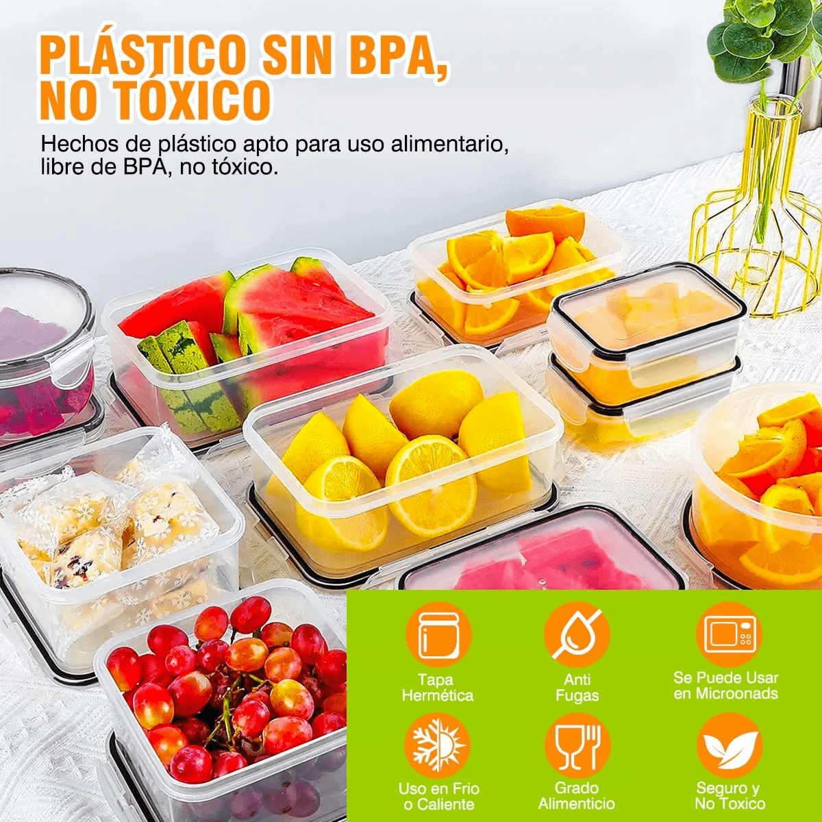 26 pzas Recipientes de almacenamiento Hermético Con Tapa, Para Guardar ...