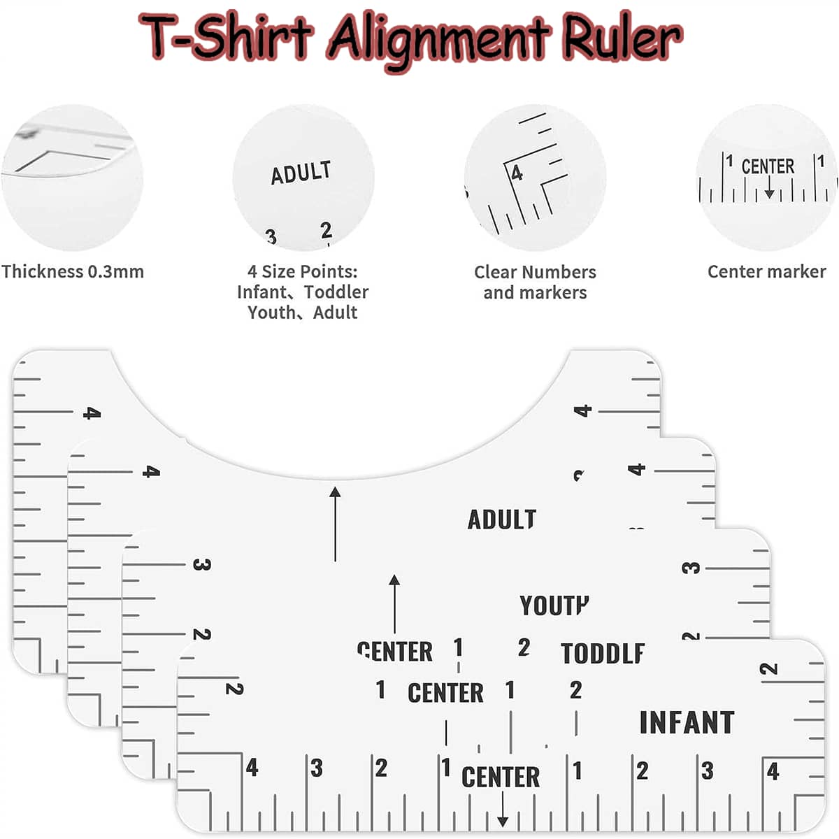 Product For 4PCS T-Shirt Ruler Guide, T-Shirt Alignment Tools With ...