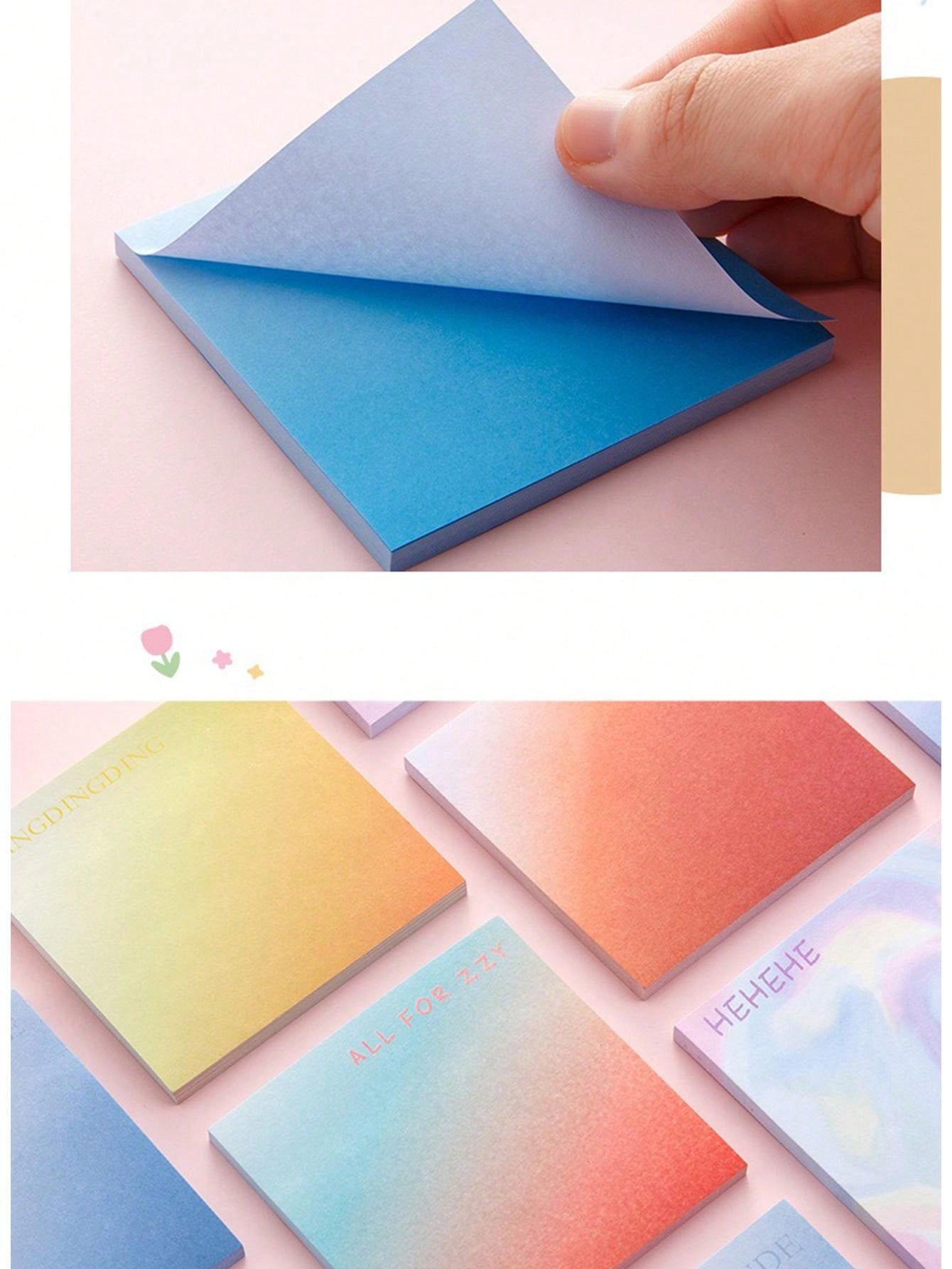 1book/50sheets Gradient Color Self-adhesive Note Pad Portable Office ...