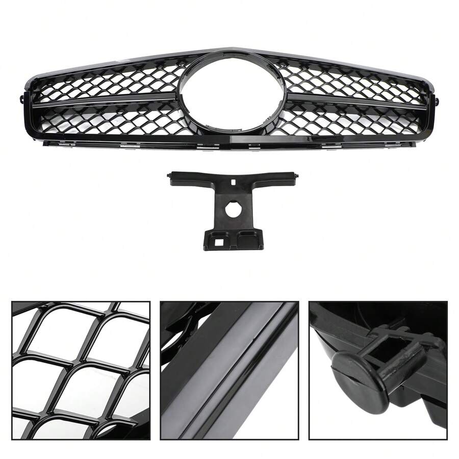 C63 Style Gloss Black Grill Grille Fits For C-Class Benz W204 C300 C350 ...