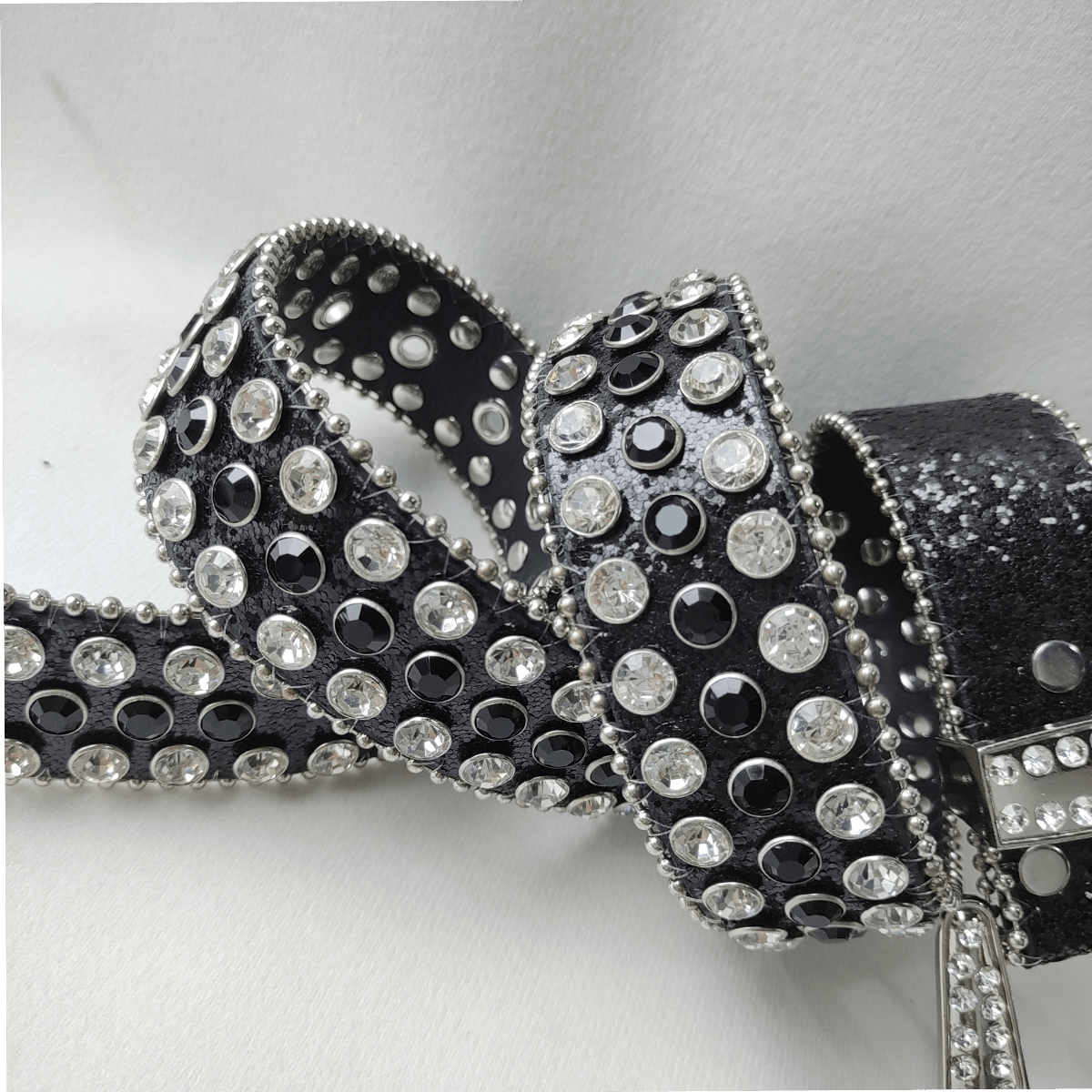 Rhinestone Belt, Black & White Gems On Black Background, Luxurious ...