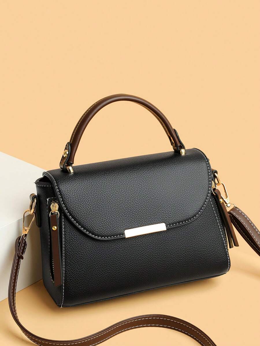 Vintage & Minimalist Colorblock Handbag | SHEIN USA