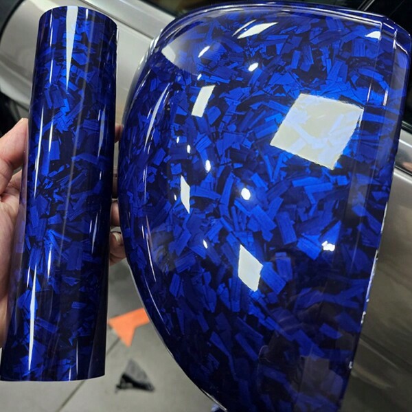 Super Glossy Blue Forged Carbon Vinyl Wrap Roll Adhesive Decal Sticker ...