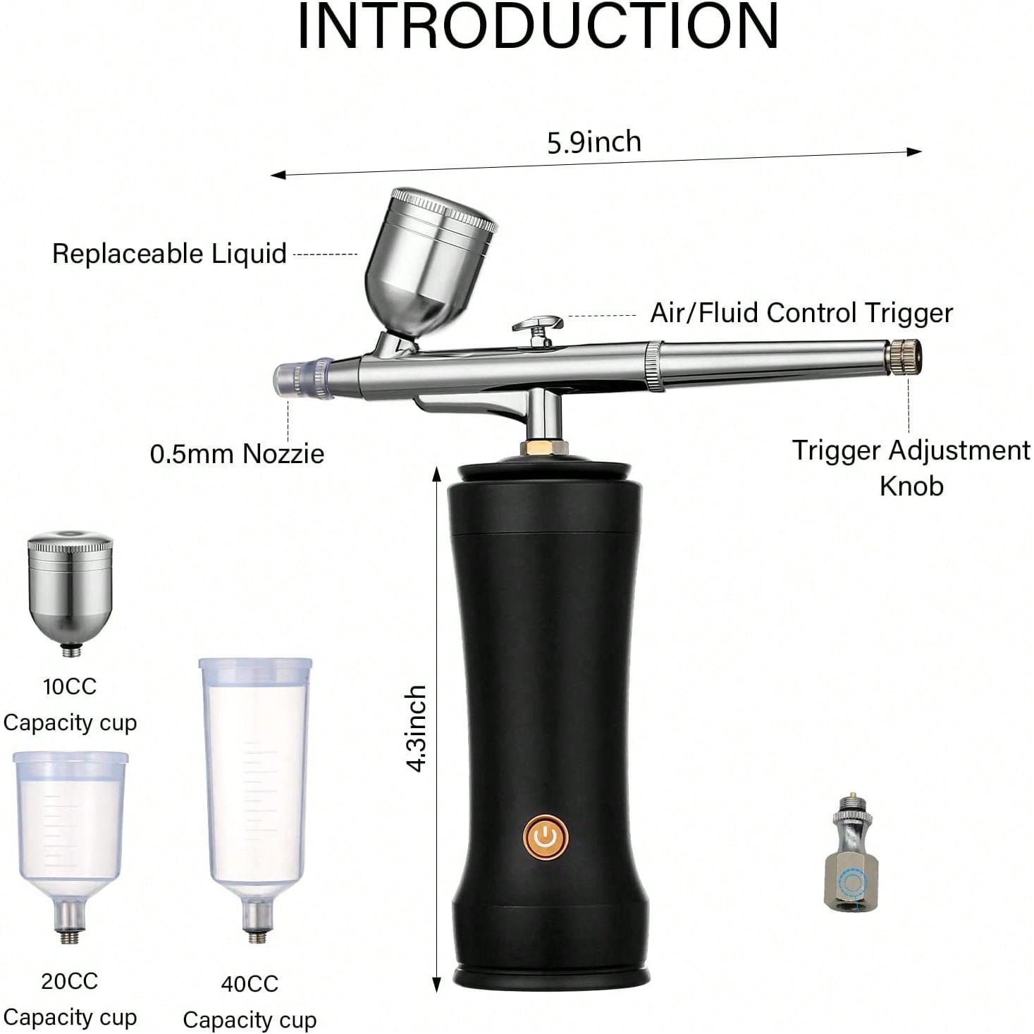 Black Compressor Spray Gun Kit Set Minitype Wireless Spray Gun With Air ...