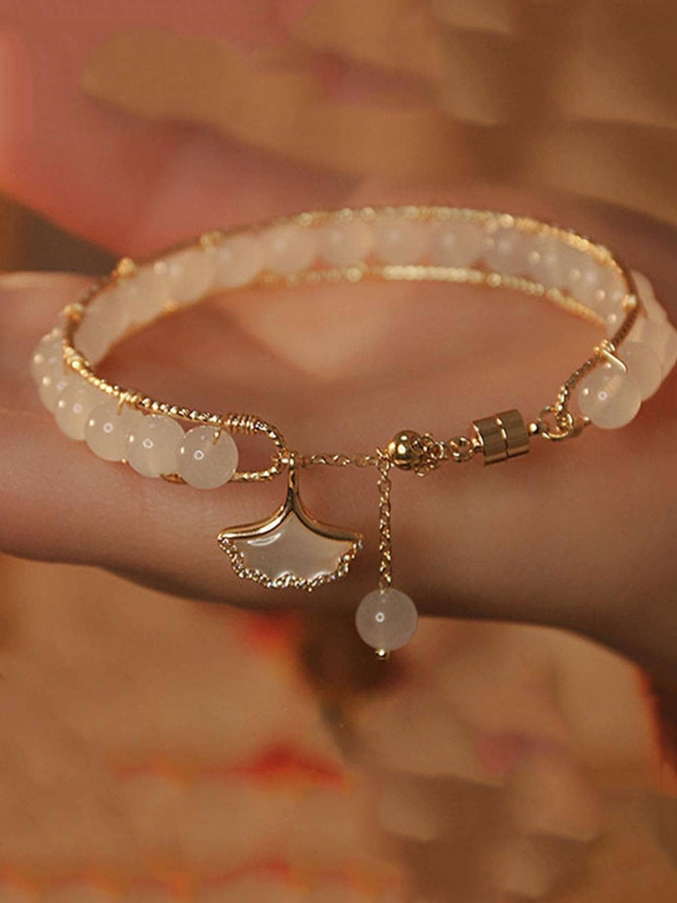 1pc Ginkgo Leaf & Tassel & Beaded Braided Bracelet / Bangle / Anklet ...