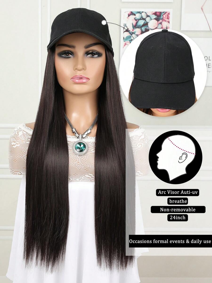 Baseball Cap with Hair Extensions for Women Adjustable Hat with ...