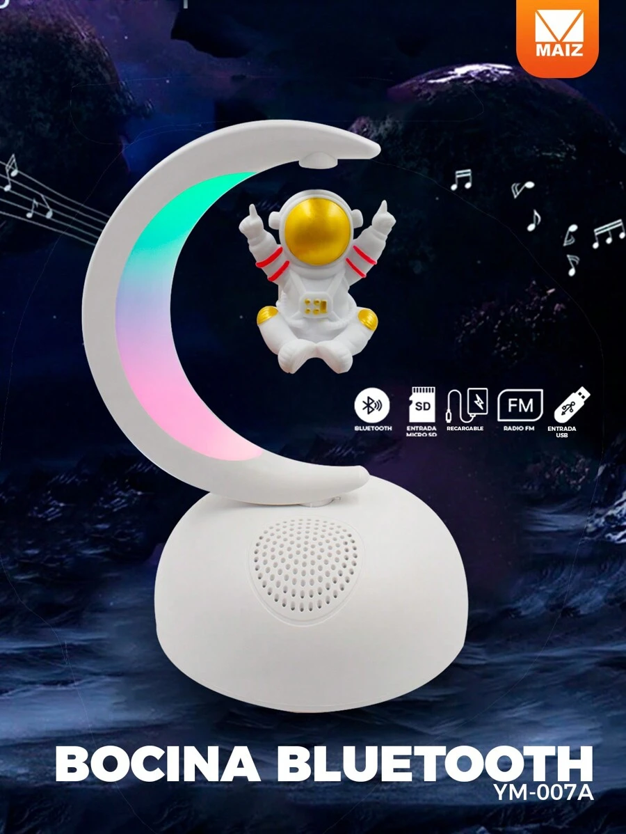 Moon Design Bluetooth Speaker With Astronaut Led Light And FM Radio ...