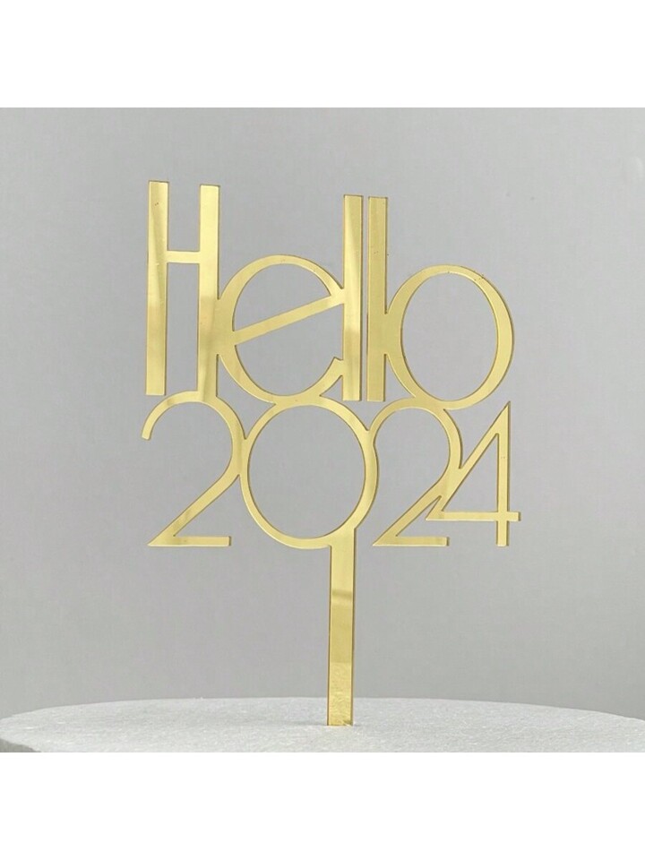 Glitter Hello 2024 Happy New Year Cake Toppers 2024 Gold Cake topper ...