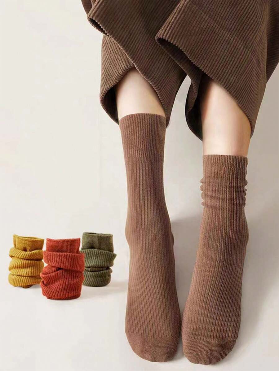 10 Pairs/Set Multi-Colored Women Mid-Calf Socks, Suitable For Spring ...