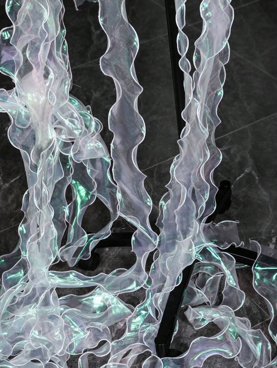 1pc Iridescent Holographic Fish Tail Veil With Ruffle And Butterfly ...