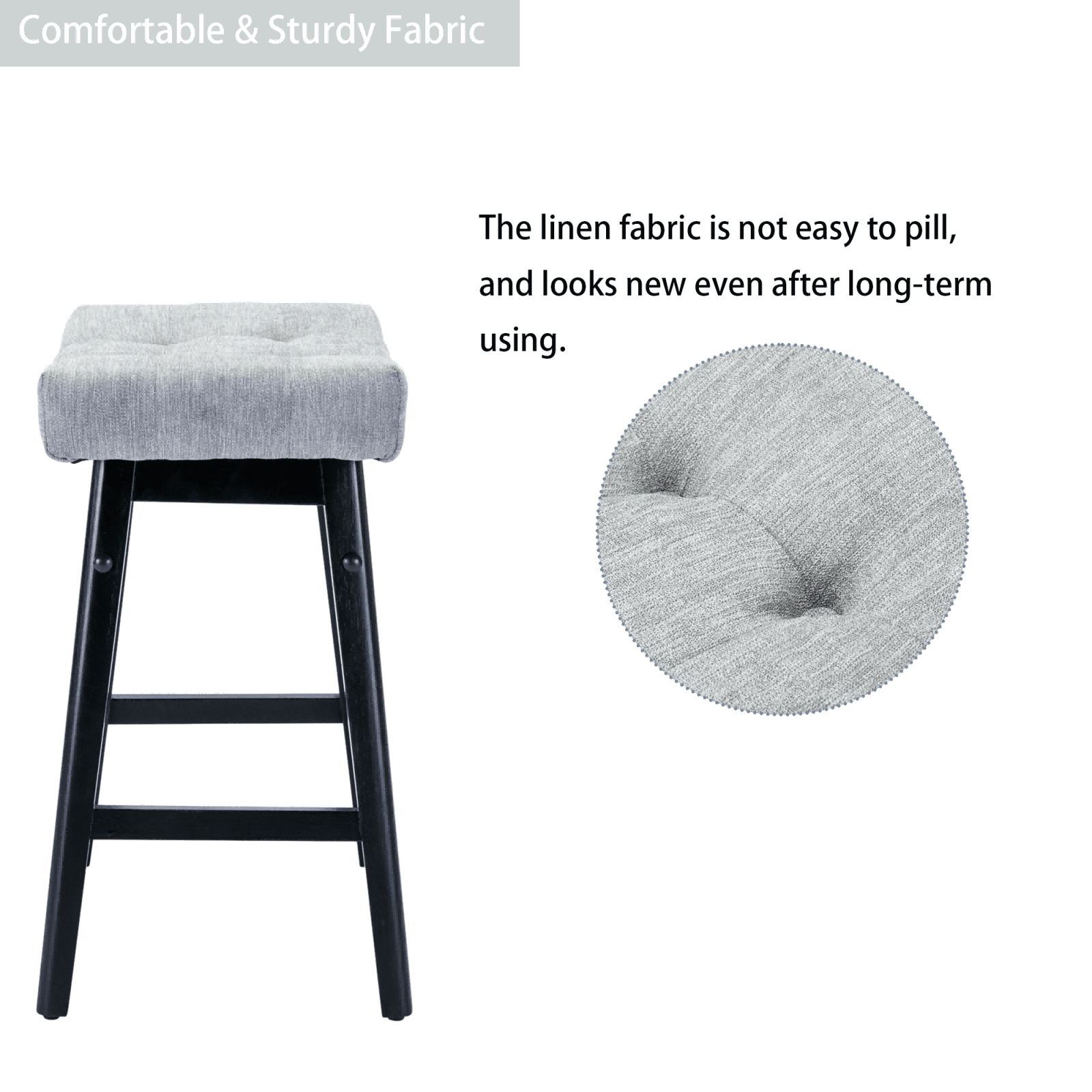 Set of 2 25" Modern Velvet Upholstered Backless Bar Stools with Wood ...