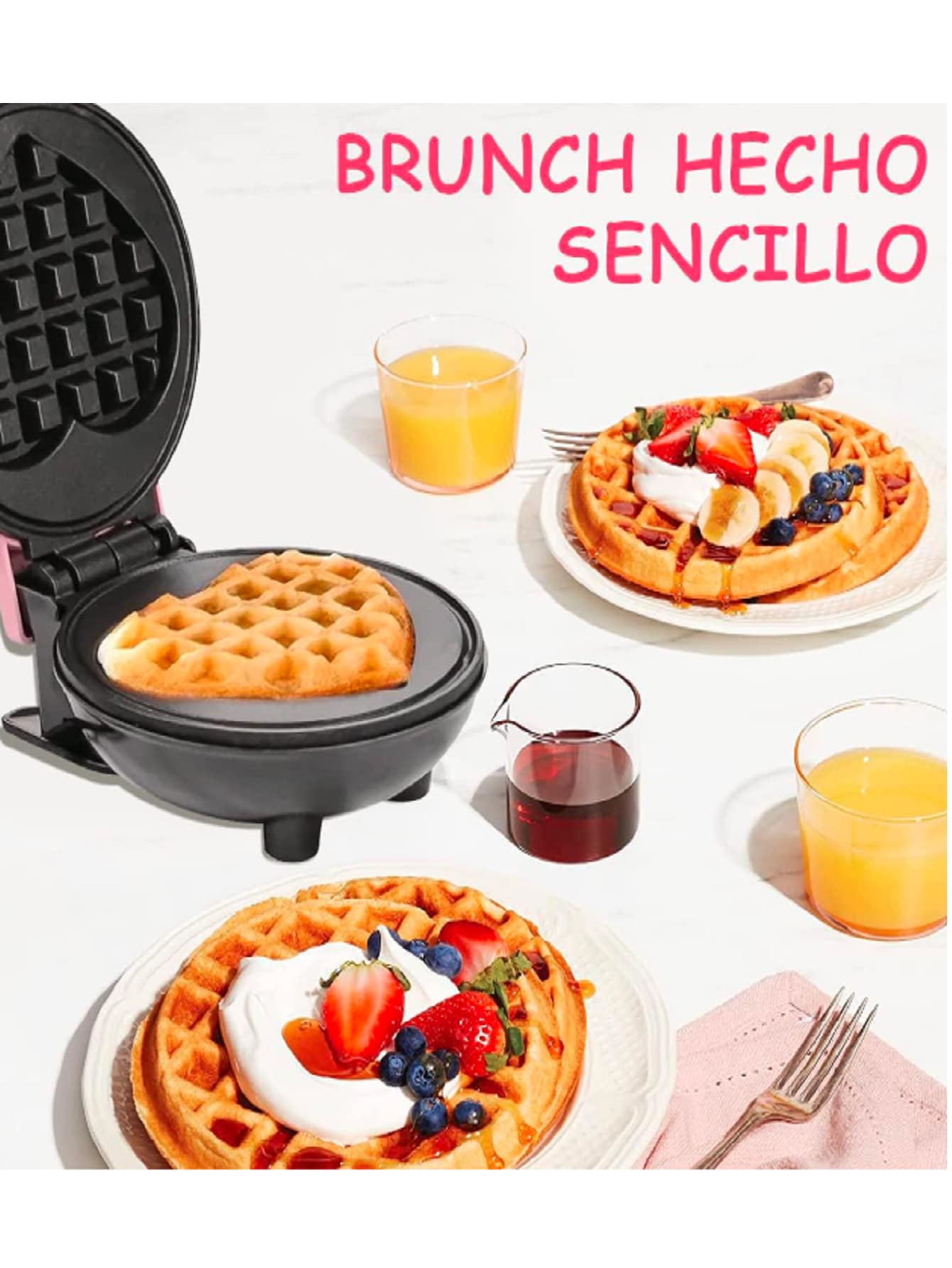 Mini waflera para hacer waffles, doble cara antiadherente, con fácil ...