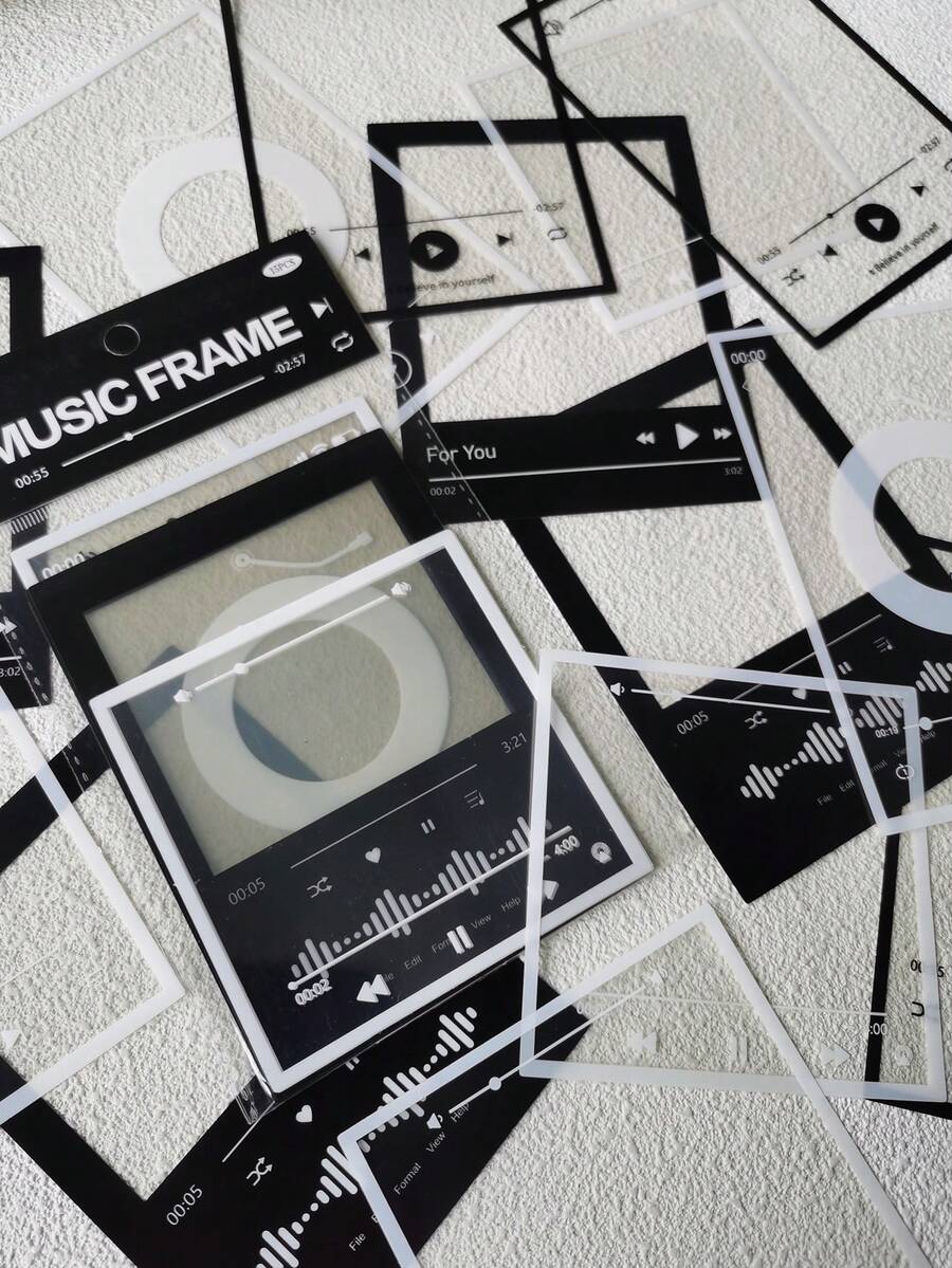 1pack 15 Sheets Pet Black And White Stickers Music Border Diy ...