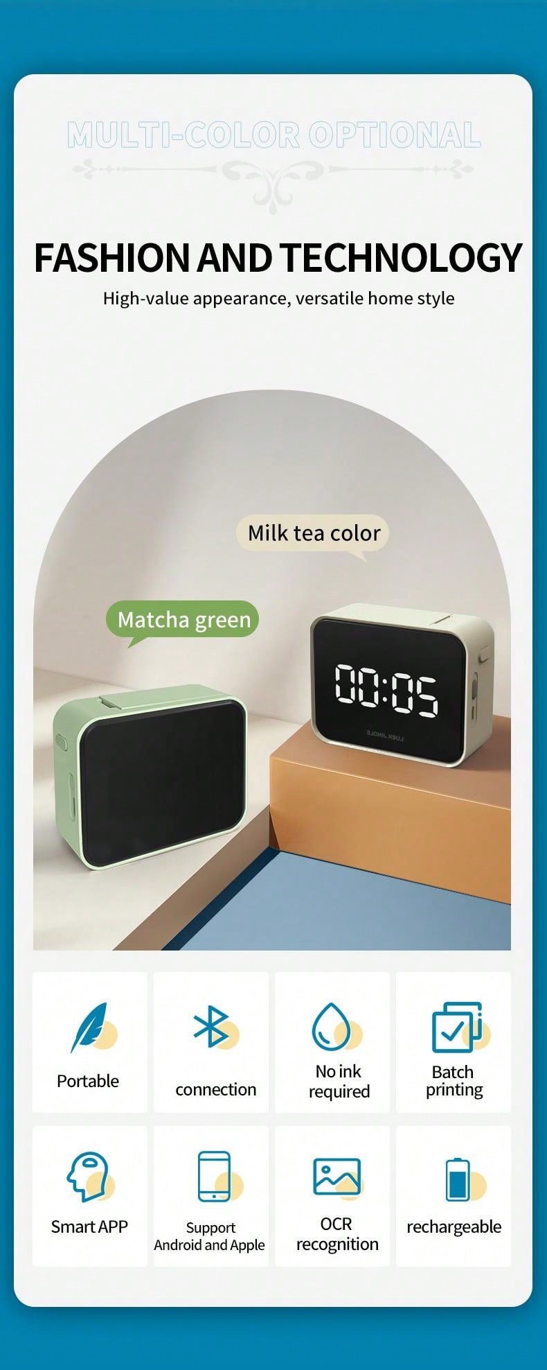 Thermal Label Printer Mini Label Maker Portable Sticker Label Machine ...