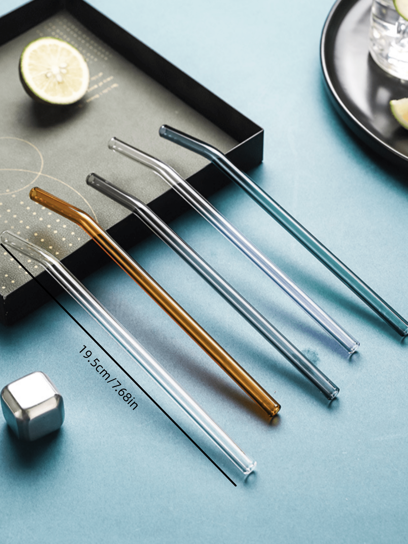 4pcs Japanese Style Glass Straws, For Juice, Milk, Bubble Tea, Colorful ...