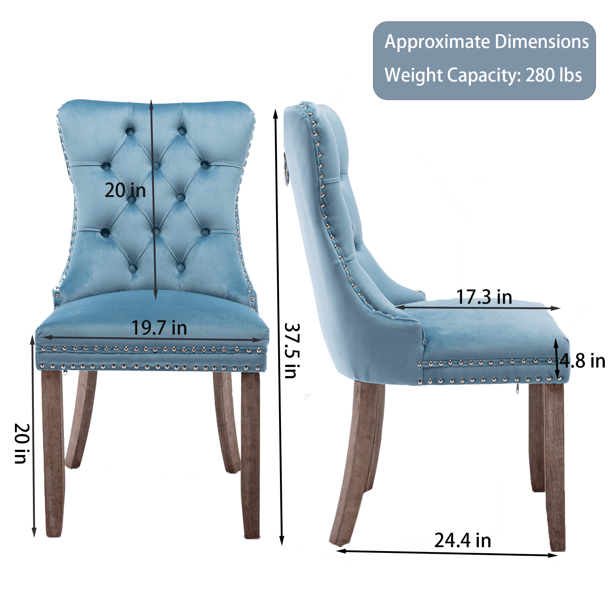Set of 2 Contemporary Button Tufted Dining Chairs High-end Velvet ...