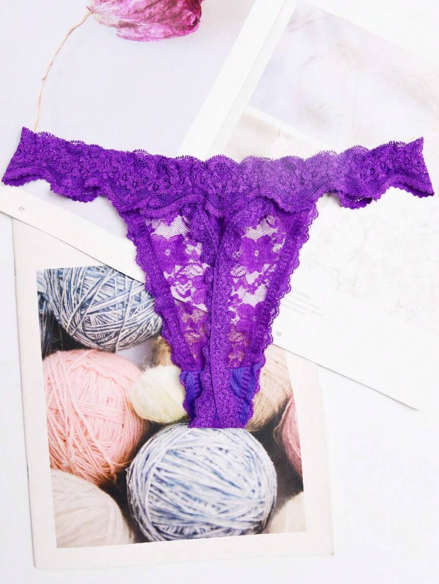 3 piezas Ropa interior de mujer sexy tipo brasilera/tangatrío de encaje ...