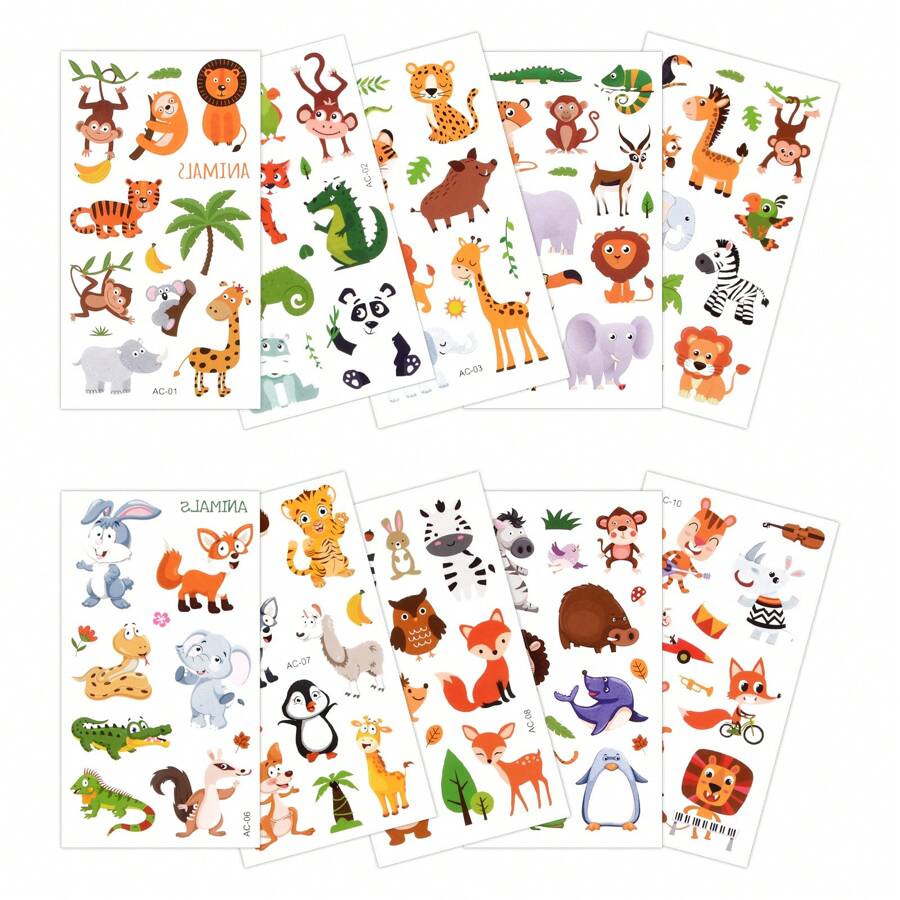 10 Sheets Tattoo Animal Set Tattoos Forest Animal Tattoos Stickers ...