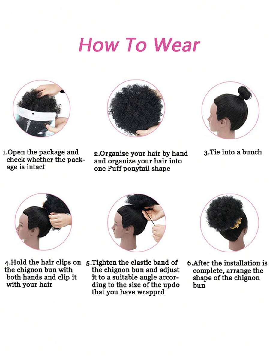 New Synthetic Short Afro Puff Hair Bun Afro Puff Drawstring Ponytail ...