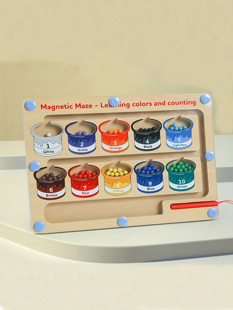 Educational Magnetic Color And Number Maze Counting Board Game: Wooden ...